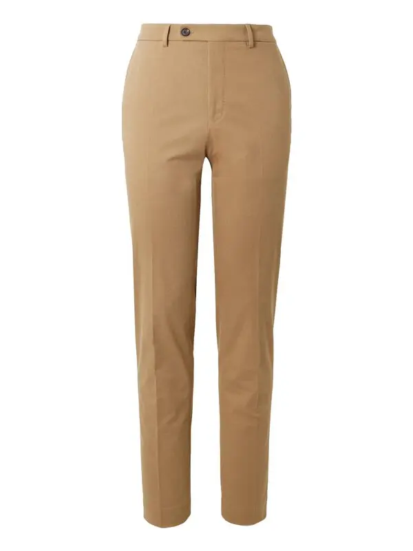 SLOWEAR Slim-fit Cotton-blend Gabardine Trousers - Neutrals