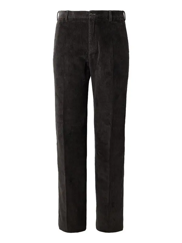 SLOWEAR Straight-leg Cotton-blend Corduroy Trousers - Brown
