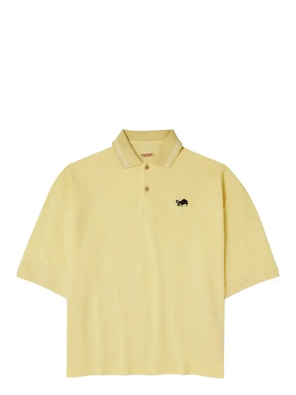 Kapital Box Striped Embroidered Cotton-piqué Polo Shirt - Yellow