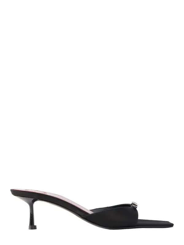 Saint Laurent Daisy 50 Crystal-embellished Satin Mules - Black