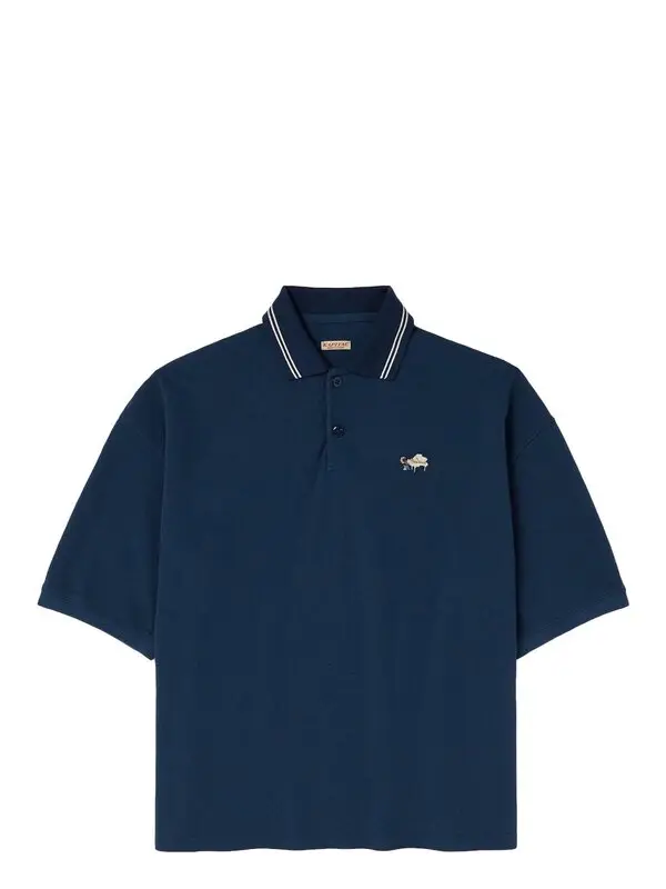 Kapital Box Striped Embroidered Cotton-piqué Polo Shirt - Blue