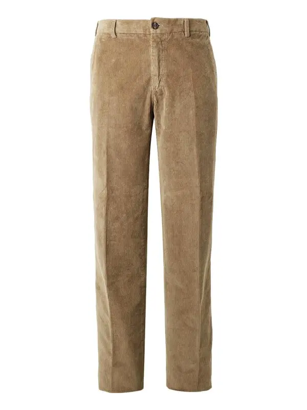 SLOWEAR Straight-leg Cotton-blend Corduroy Trousers - Neutrals