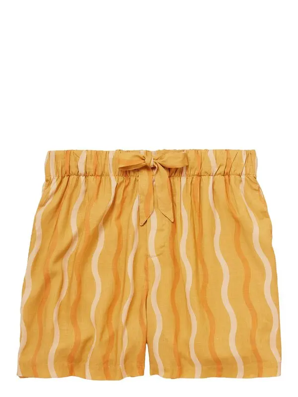 Frescobol Carioca Lucas Printed Linen Drawstring Shorts - Orange