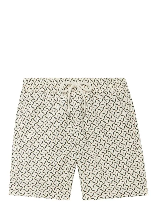 Frescobol Carioca Santos Straight-leg Mid-length Printed Swim Shorts - Gray