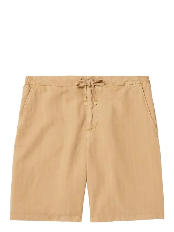 Frescobol Carioca Sergio Straight-leg Lyocell, Linen, And Cotton-blend Shorts - Brown