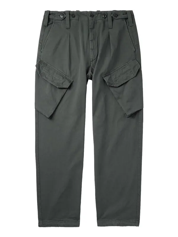 C.P. COMPANY Wide-leg Pleated Cotton-gabardine Cargo Trousers - Gray