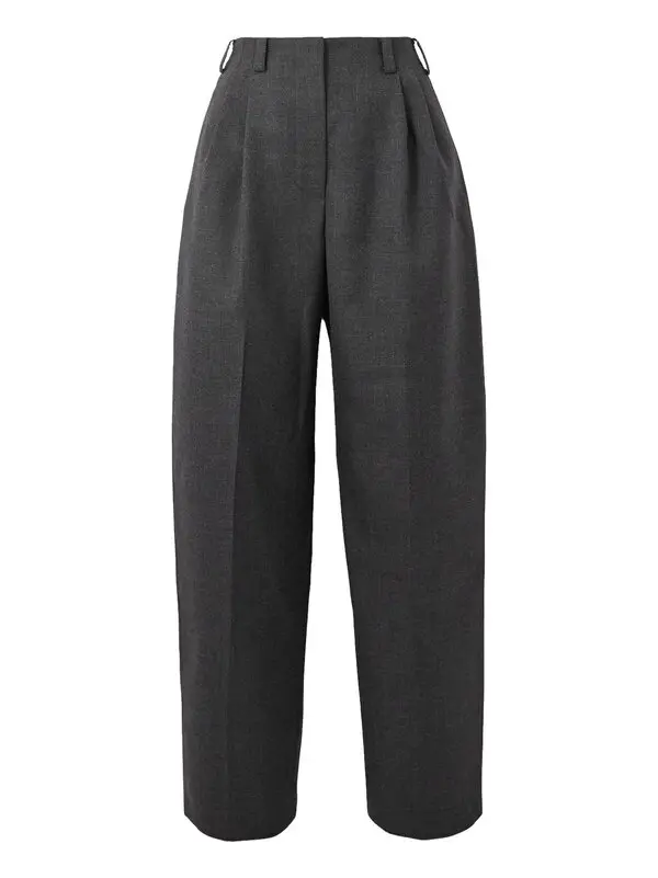 Givenchy Pleated Tapered Wool Pants - Gray