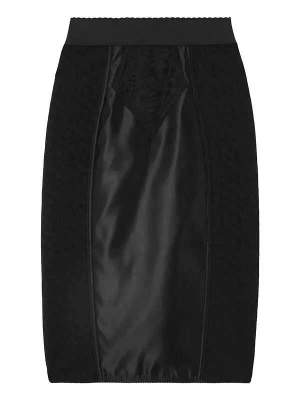 Dolce & Gabbana Paneled Satin And Lace Midi Skirt - Black