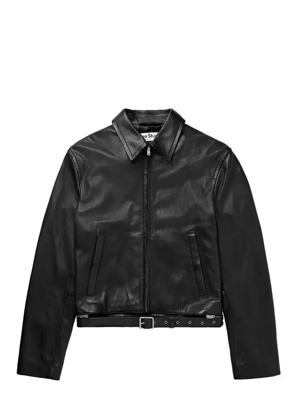Acne Studios Lascari Slim-fit Belted Leather Jacket - Black