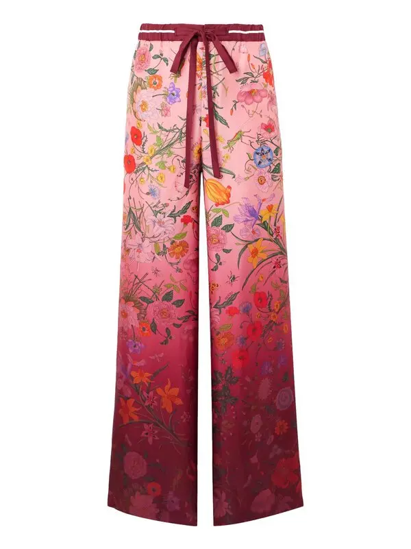 Gucci Printed Silk-twill Wide-leg Pants - Pink