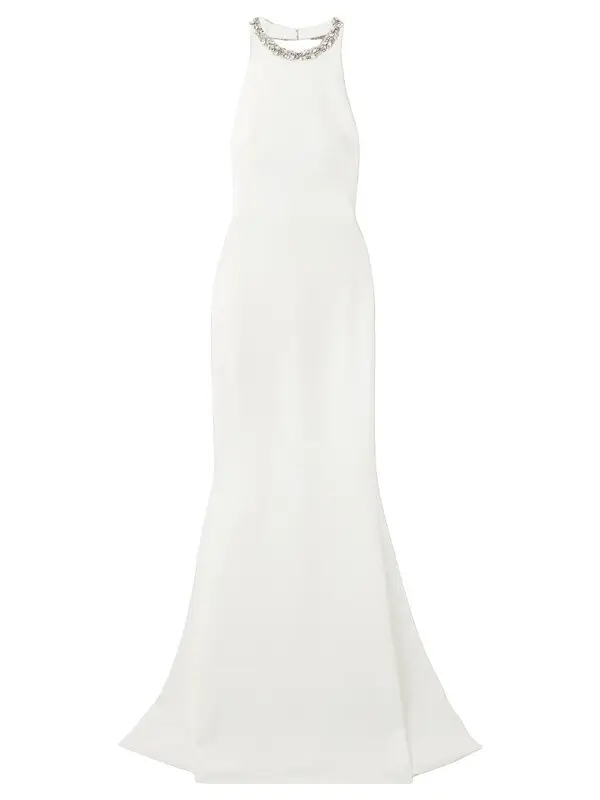 Givenchy Crystal-embellished Satin-crepe Halterneck Gown - Neutrals