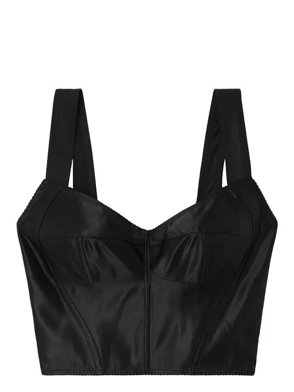 Dolce & Gabbana Crepe-trimmed Satin Bustier Top - Black