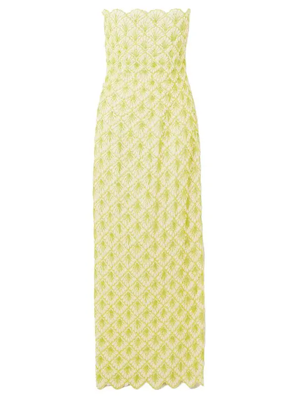 CLIO PEPPIATT Ariel Strapless Embellished Gown - Green