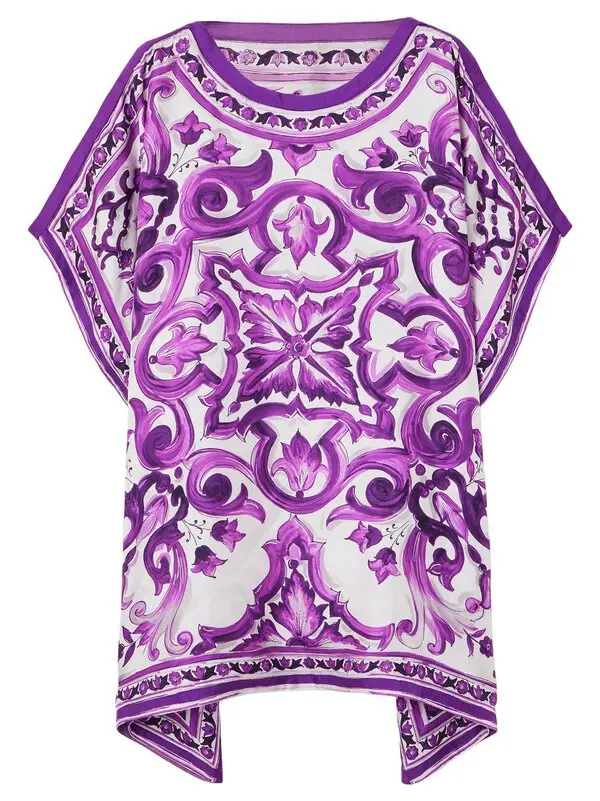 Dolce & Gabbana Printed Silk-satin Mini Dress - Purple