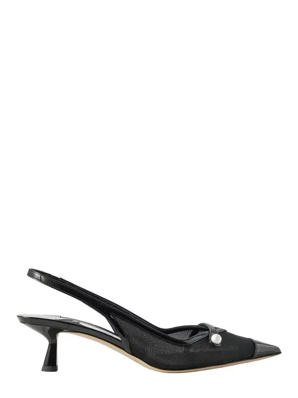 JIMMY CHOO Amita 45 Faux Pearl-embellished Slingback Pumps - Black