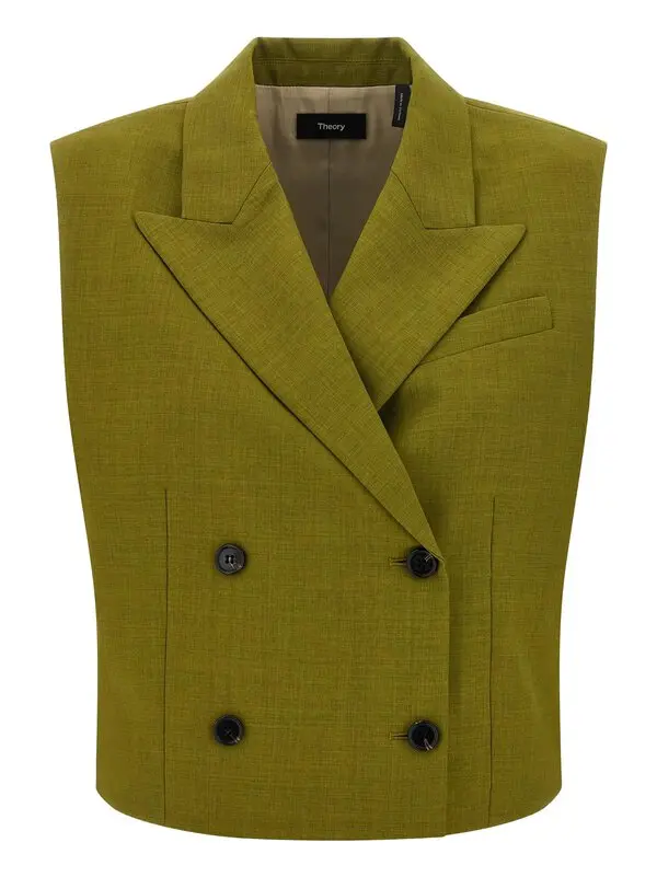 Theory Double-breasted City Twill Vest - Green