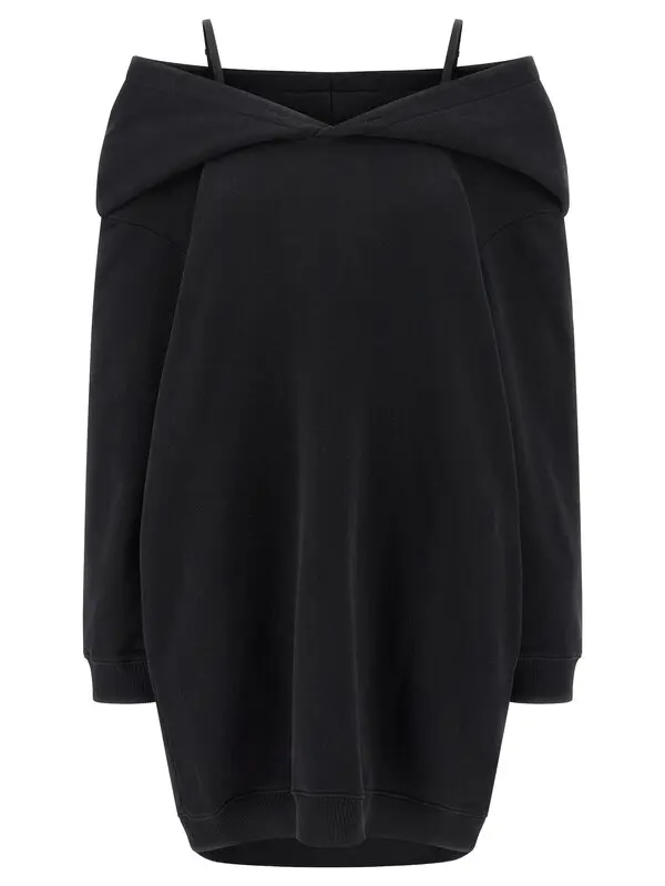 MAISON MARGIELA Off-shoulder Hooded Mini Dress - Black