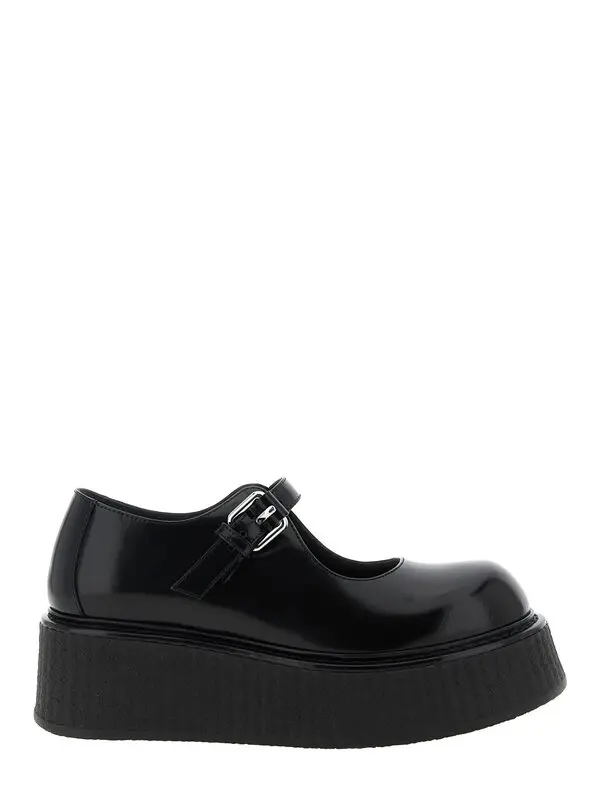 Moschino Leather Mary Jane With Wedge - Black
