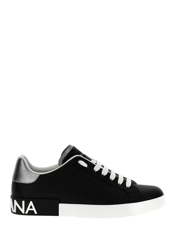 Dolce & Gabbana Portofino Leather Sneakers - Black