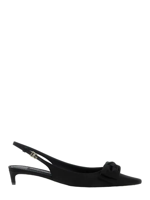 Dolce & Gabbana Satin Slingbacks With Bow Detailing - Black