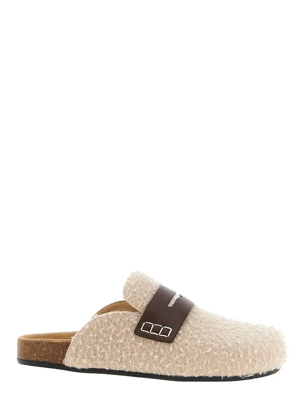 J.W.ANDERSON Felt Loafer Mules - Beige