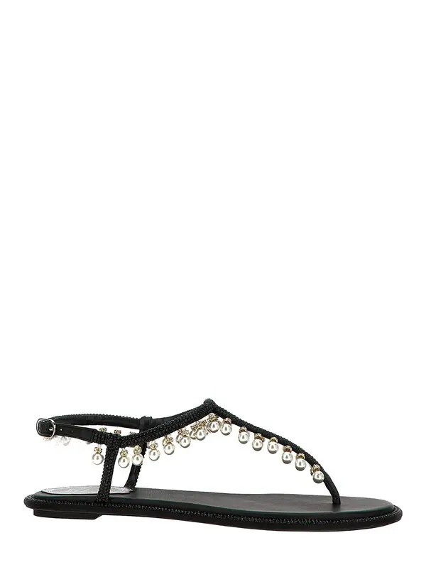 Rene Caovilla Diana Thong Sandals - Black