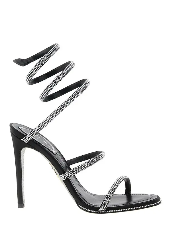 Rene Caovilla Cleo Rhinestone Sandals - Black