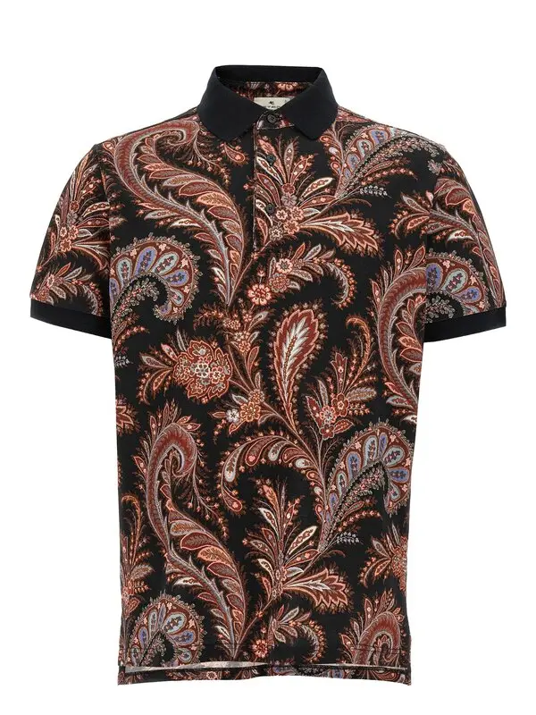 Etro Paisley Floral Cotton Piqué Polo Shirt - Multicolor