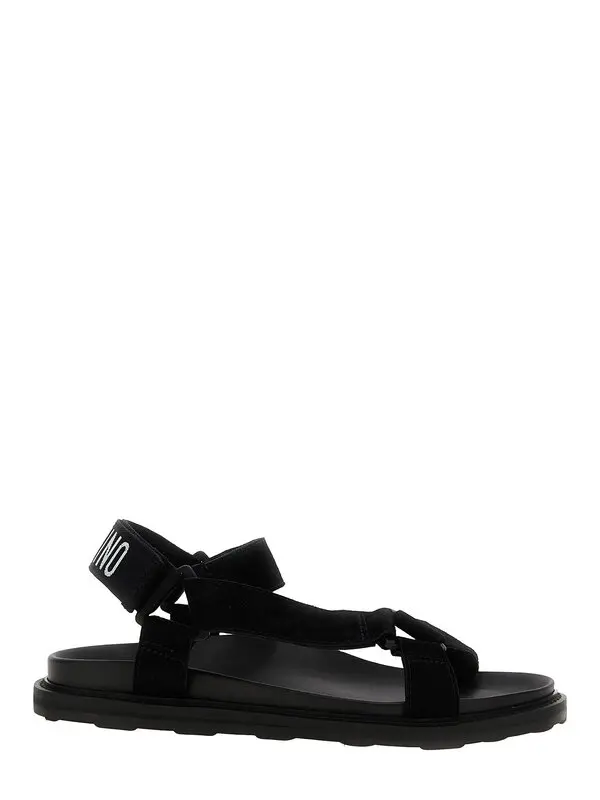 Moschino Sandals With Adjustable Suede Straps - Black