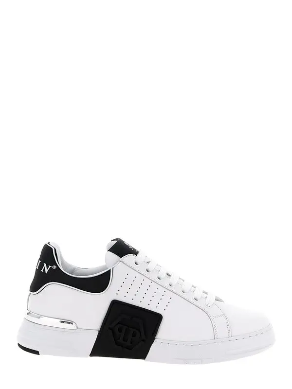 Philipp Plein Leather 'hexagon' Sneakers - White/black