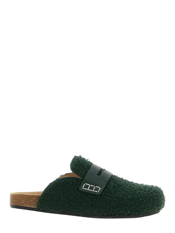 J.W.ANDERSON Felt Loafer Mules - Green
