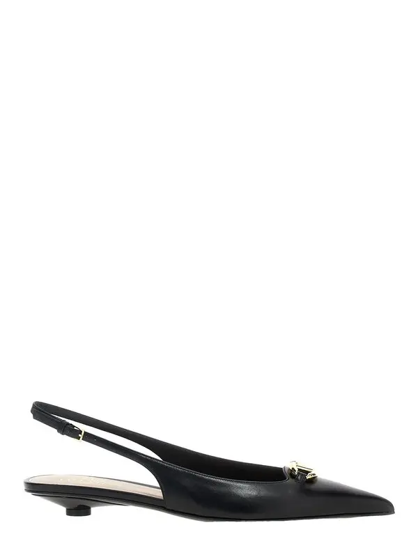 Valentino Garavani Vlogo Leather Slingback - Black
