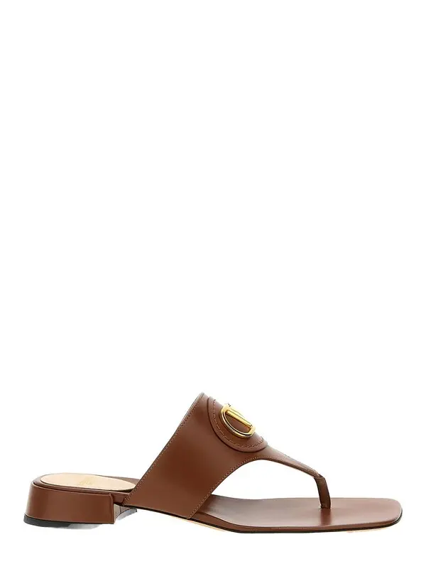 Valentino Garavani Vlogo Signature Leather Sandals - Brown