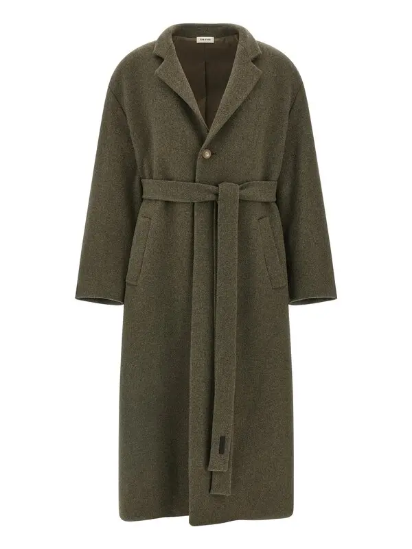 Fear Of God Relaxed Micro Checks Virgin Wool Coat - Green