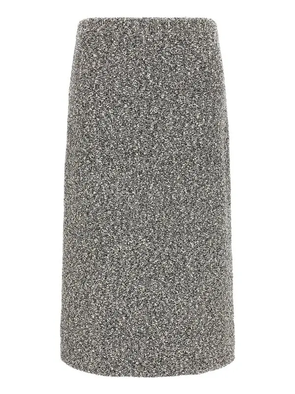 Tory Burch Tweed Midi Skirt - Black