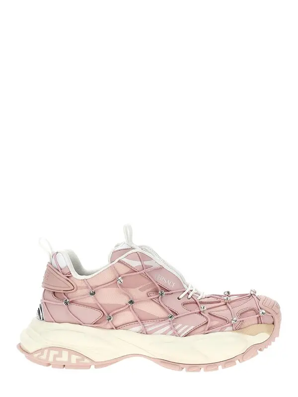 Versace Mesh And Leather Sneakers - Pink