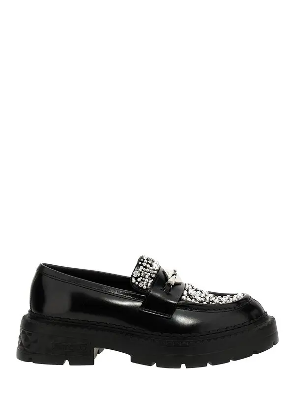 JIMMY CHOO Marlow Diamond Loafers - Black