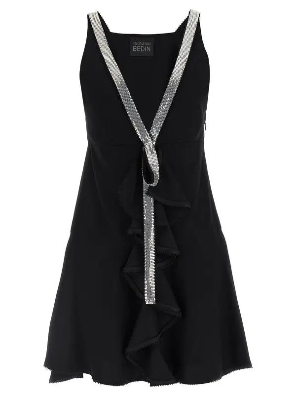 GIOVANNI BEDIN Studded Ribbon Mini Dress - Black