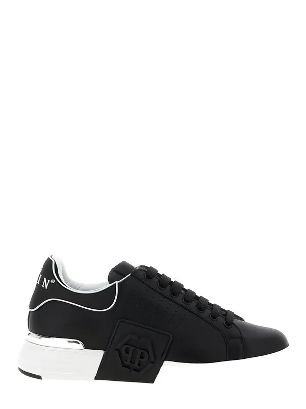 Philipp Plein Hexagon Leather Sneakers - Black