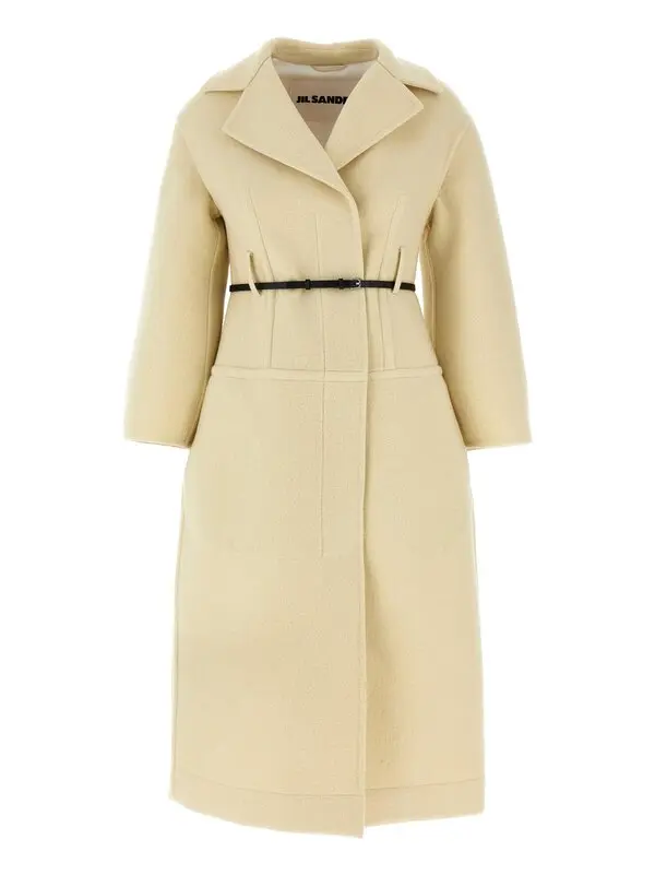 JIL SANDER Single-breasted Virgin Wool Felt Coat - White