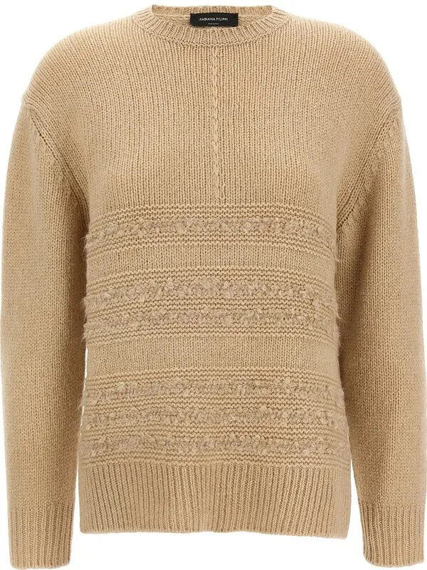 Fabiana Filippi Bouclé Insert Sweater - Beige