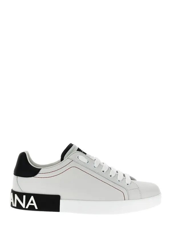 Dolce & Gabbana Portofino Leather Sneakers - White/black