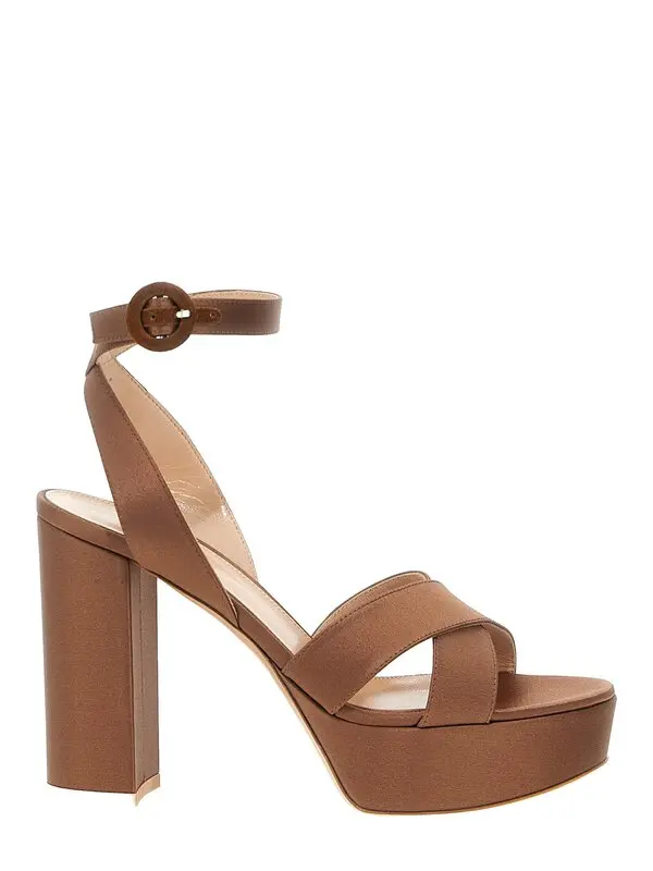 GIANVITO ROSSI Sabrina Satin Sandals - Brown