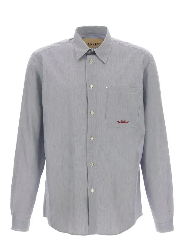 Valentino Garavani Striped Cotton Shirt - Light Blue
