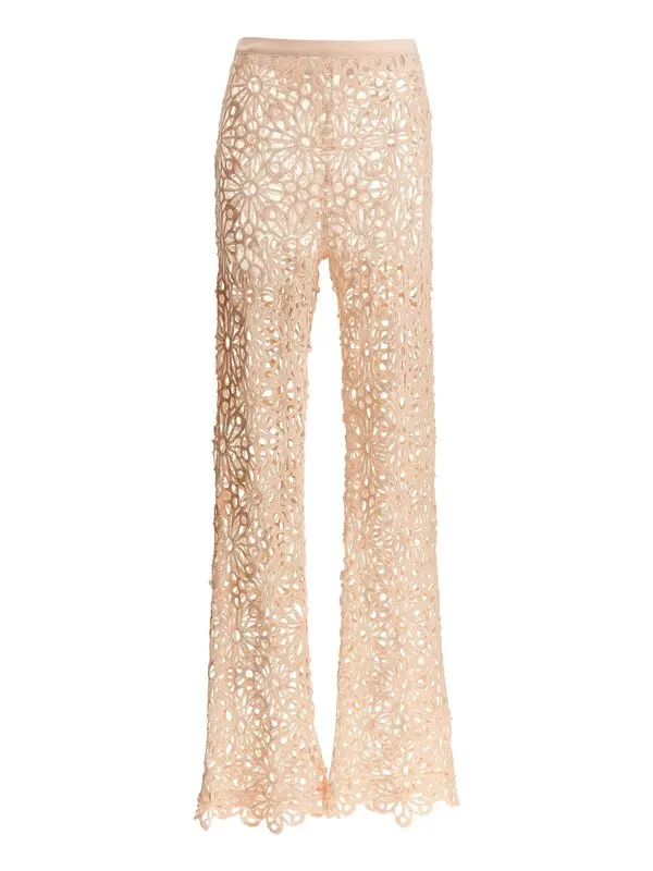 Norma Kamali Crochet Bootcut Pants - Pink