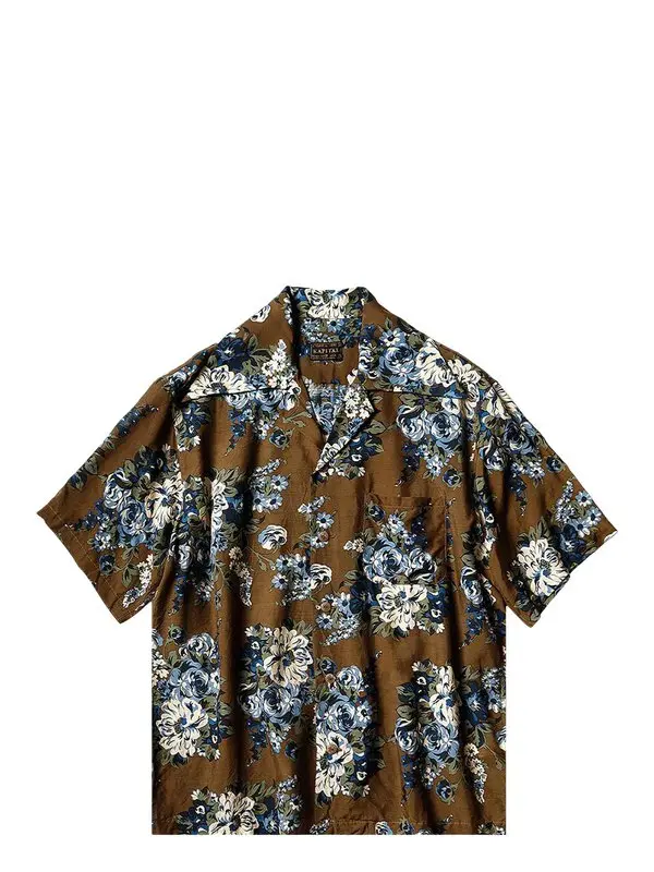 Kapital Silk Rayon Champetre Maria Wrangle Collar Aloha Shirt - Brown