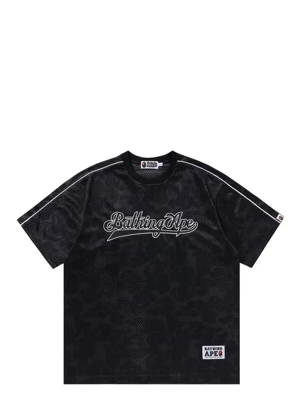 A BATHING APE Camo Stripe Baseball Logo Relaxed Fit Tee - Black