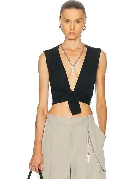 Alexander Wang Sleeveless Deep V-neck Top - Black