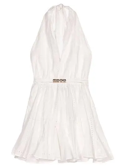 Maje Ring-embellished Embroidered Mini Dress - White