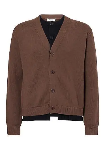JW Anderson Contrast Layered Wool And Cashmere Cardigan - Brown